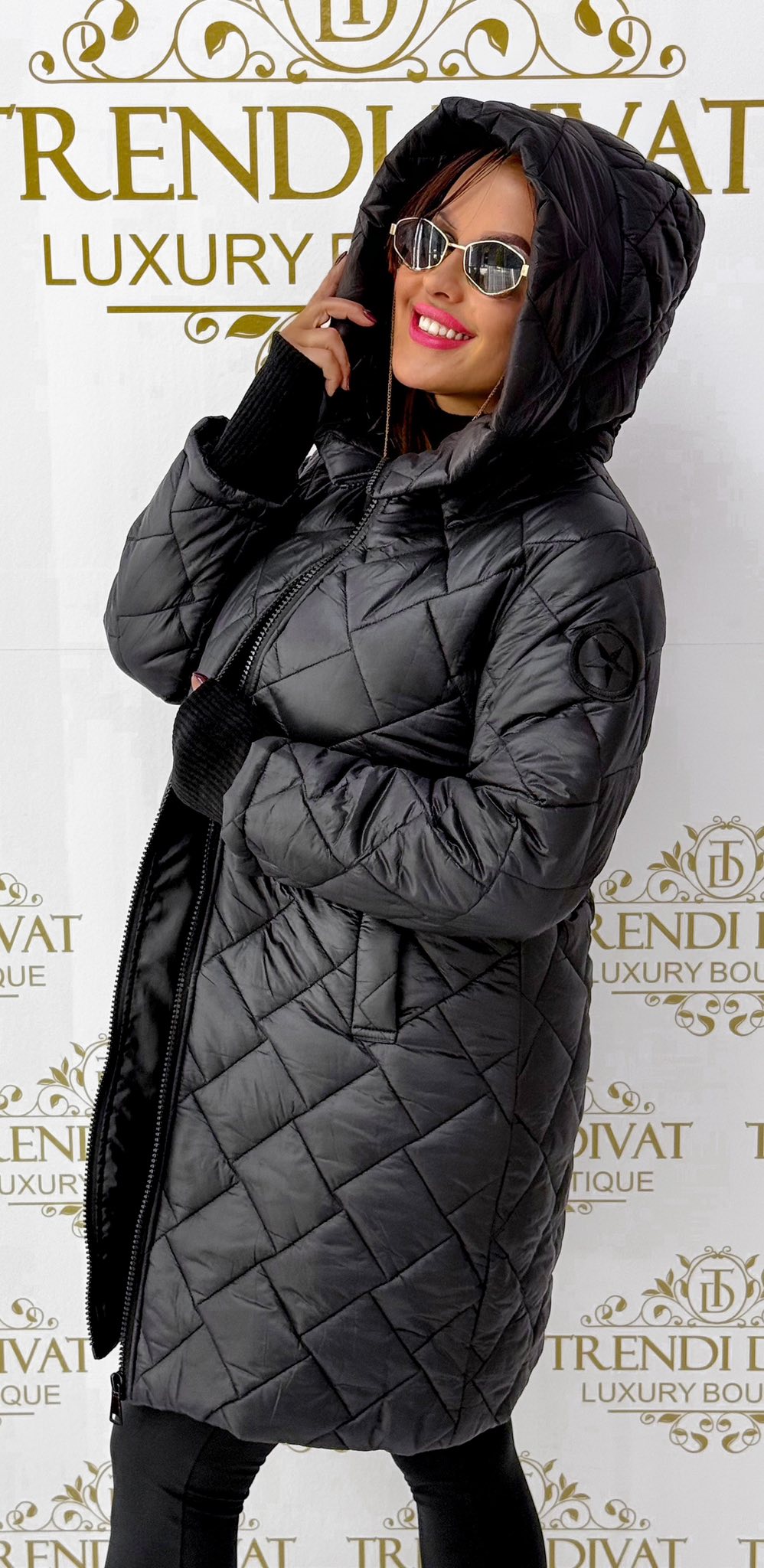 Thicker jacket with ribbed insert sleeves, elongated style, quilted ...