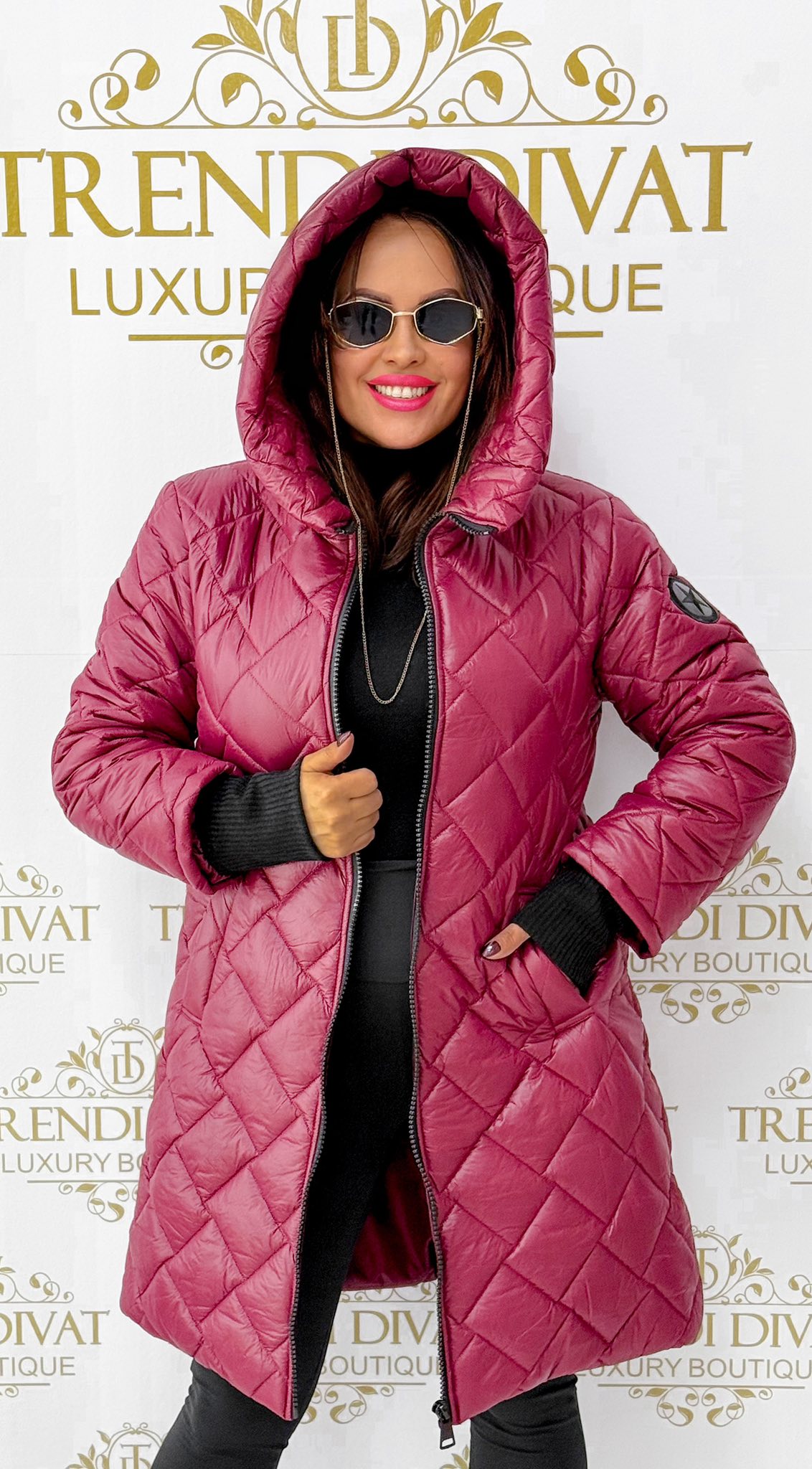 Thicker jacket with ribbed insert sleeves, elongated style, quilted ...
